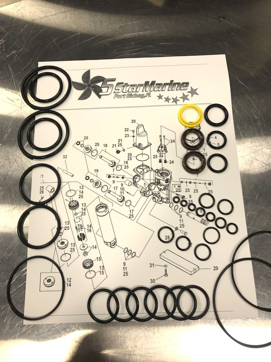 Rebuild Kit Mercury G3 135-140-150-175-200-225-200-250 Trim Tilt Seal ...