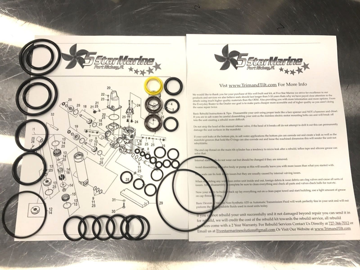Rebuild Kit Mercury G3 135-140-150-175-200-225-200-250 Trim Tilt Seal ...